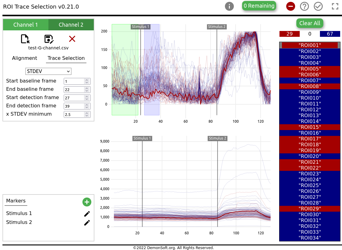 ROI Trace Selection